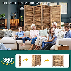4 Panel Room Dividers, 5.6 FT Tall Room Dividers and Folding Privacy Screens, Partition Room Dividers, Wood Room Divider Style, Decorative Room(Natural)
