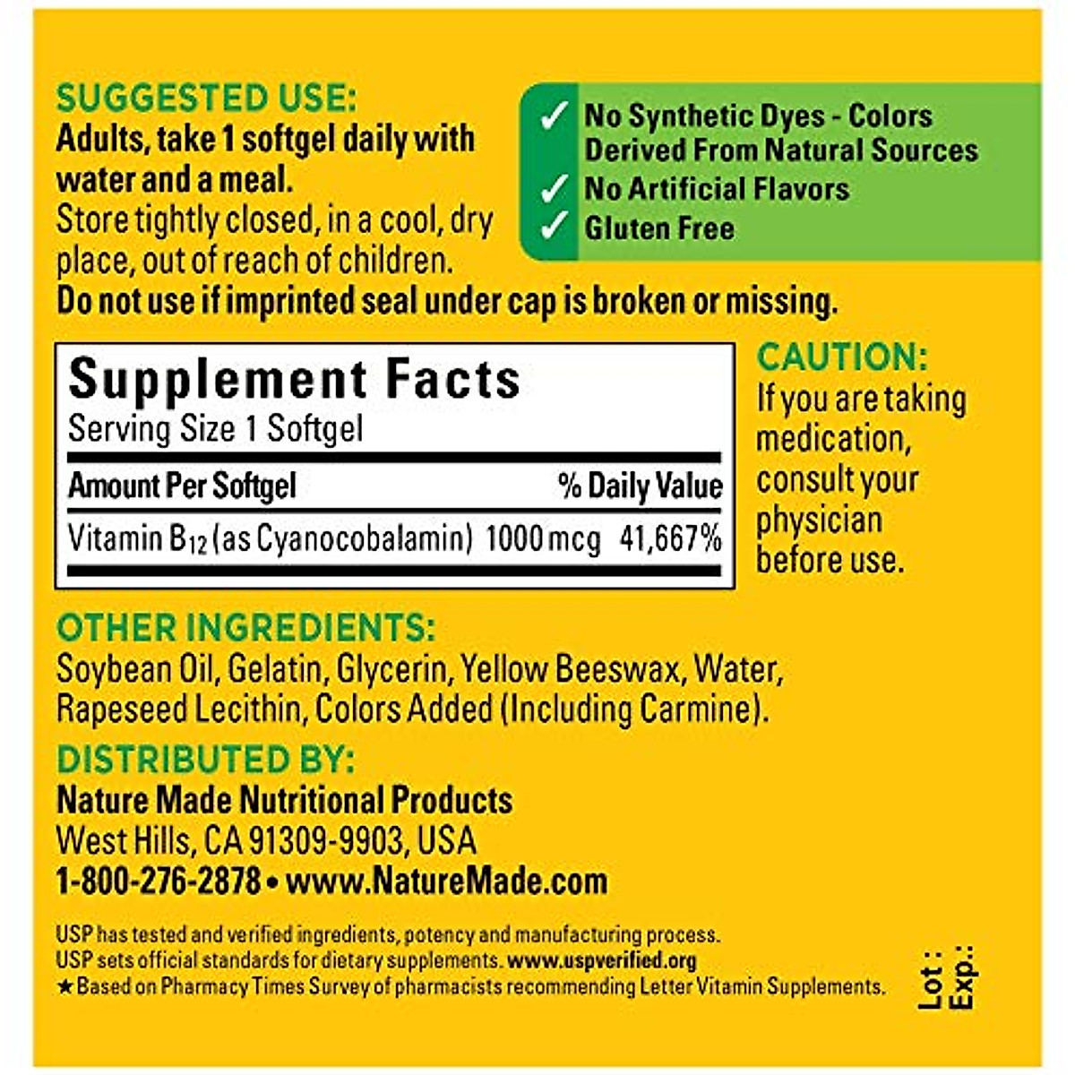 Vitamin B12 1000 mcg Softgels, 90 Count for Metabolic Health