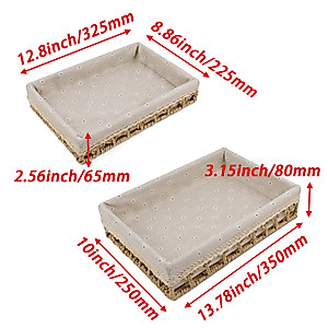 Savagrow 2Pcs Storage Basket Lace Printed Organizing Woven Basket Makeup Storage Organizer Entryway Storage Tray