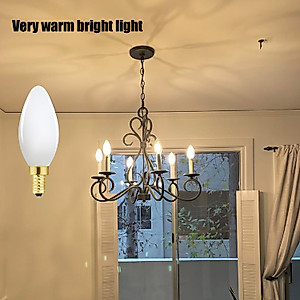 XININSUN E12 Frosted Candelabra Bulb 40W Equivalent, E12 LED Matt White Porcelain Dim-to-Warm 2000-2800K CRI 92 Excellent Color Accuracy, Dimmable LED Bulb Candle Chandelier Bulbs,6 Pack