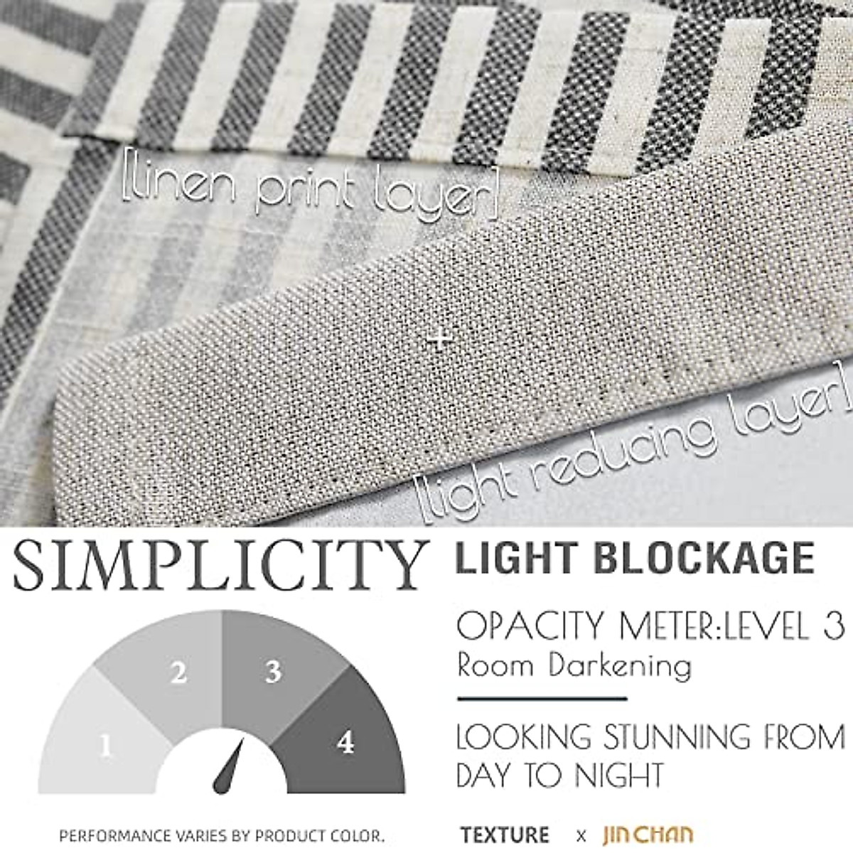 jinchan Striped Valance Curtain Blackout Kitchen Valance for Windows Pinstripe Valance for Living Room 18 Inch Double Layer Farmhouse Window Valance Overlay Valance Rod Pocket 1 Panel Black on Beige