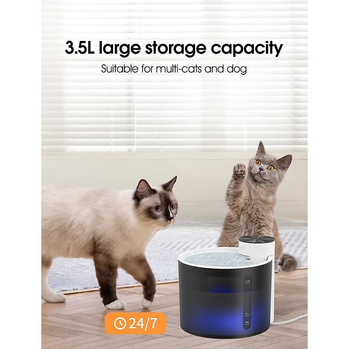 WOPET Cat Water Fountain, 𝟑.𝟓𝐋 Cat Fountain Water Dispenser with BPA-Free, Ultra Quiet Dog Water Fountain for Cats Inside, W500 Pet Water Fountain for Cats, Dogs