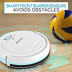 Automatic Smart Robot Vacuum Cleaner - Upgraded Lithium Battery 90 Min Run Time - Bot Self Detects Stairs Pet Hair Allergies Friendly Robotic Home Cleaning Automation for Carpet Hardwood Floor