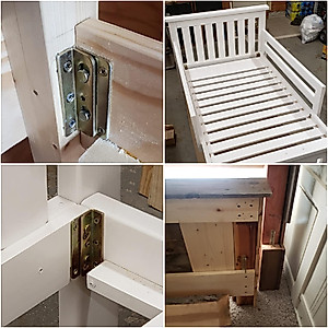 Acrux7 12 Sets Bed Rail Brackets Heavy Duty Bed Frame Brackets No-Mortise Bed Frame Hardware Bed Replacement Parts Connectors with Screws for Wood Bed Frame