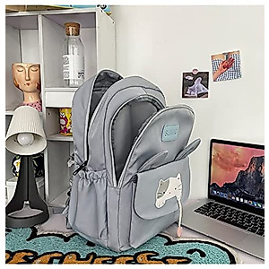 JHTPSLR Kawaii Backpack Japanese Cute Cat School Backpack with Plushies Aesthetic Backpack for Teen Girls Back to School Supplies (Blue)