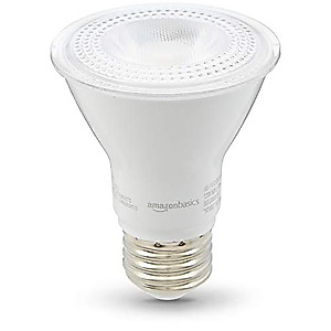 Amazon Basics PAR20 LED Light Bulb, 50 Watt Equivalent, Energy Efficient 7W, E26 Standard Base, Warm White 3000K, Dimmable, 10,000 Hour Lifetime , 6-Pack