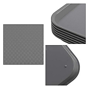 Joyeen Plastic Fast Food Serving Tray, 6 Pack Restaurant Trays, Grey