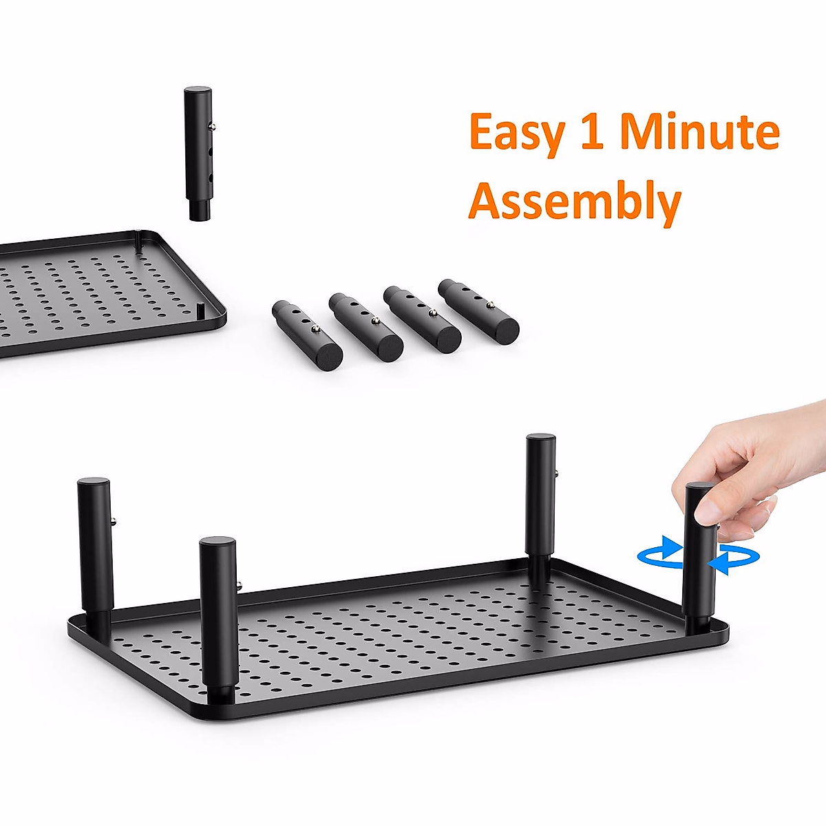 2 Pack Premium Laptop PC Monitor Stand with Sturdy, Stable Black Metal Construction. Fashionable Riser Height Adjustable with Non-Skid Rubber. Perfect for Computer Monitor iMac Stand or Computer Shelf