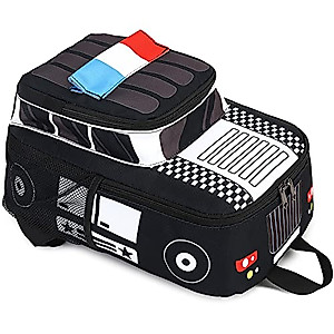 LEDAOU Toddler Kids Backpack for Boys Girls Dinosaur Preschool Kindergarten School Backpack Bookbag School Bag with Chest Strap (Police Car Black)