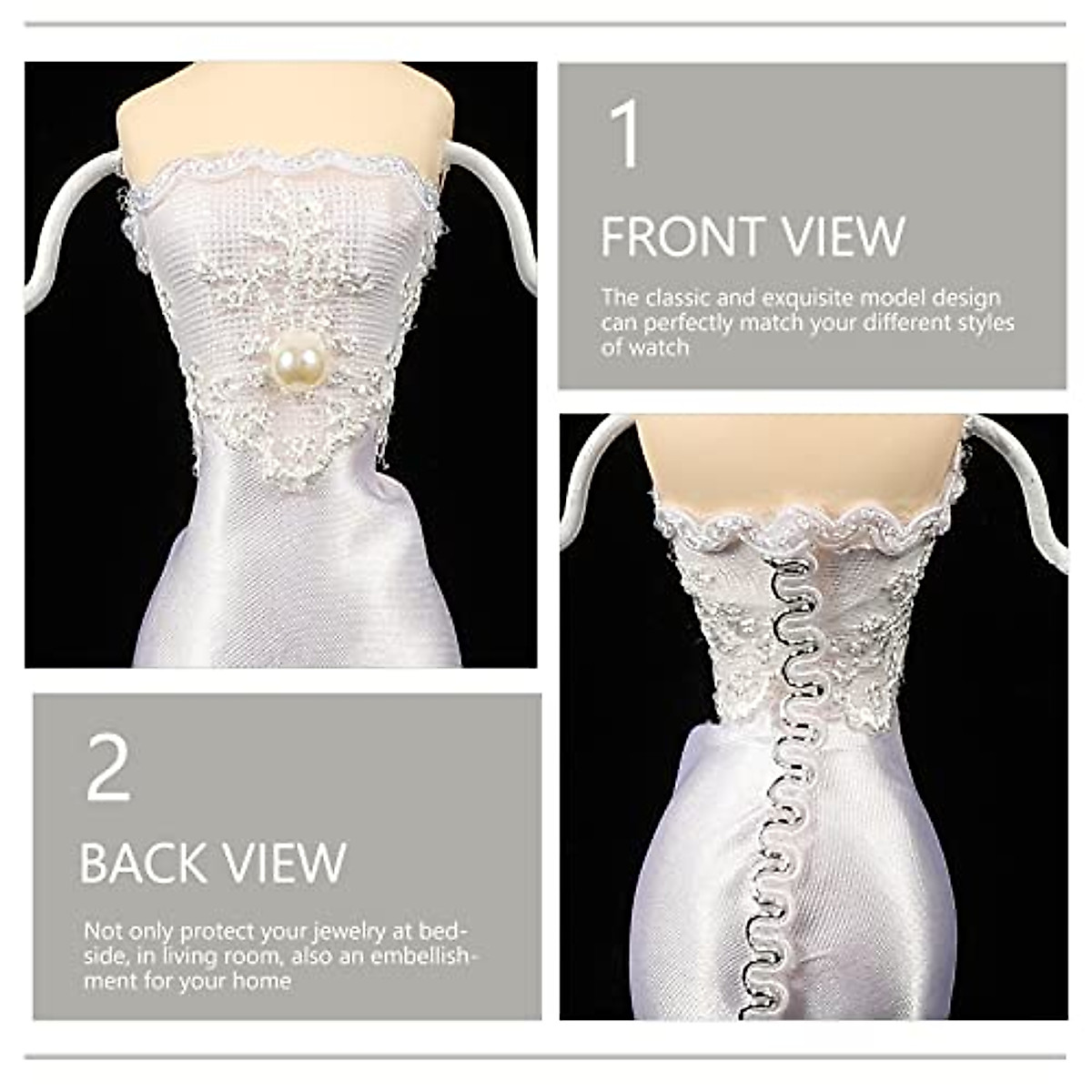 Amosfun Jewelry Display Stand Model Dress Earring Necklace Ring Bracelet Holder Mannequin Stand Hanging Jewelry Tower Rack for Girls Women 33CM White