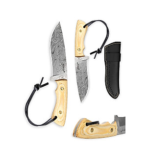 Hunting Knife - Handmade Damascus Hunting Knife Full Tang - Work of Art