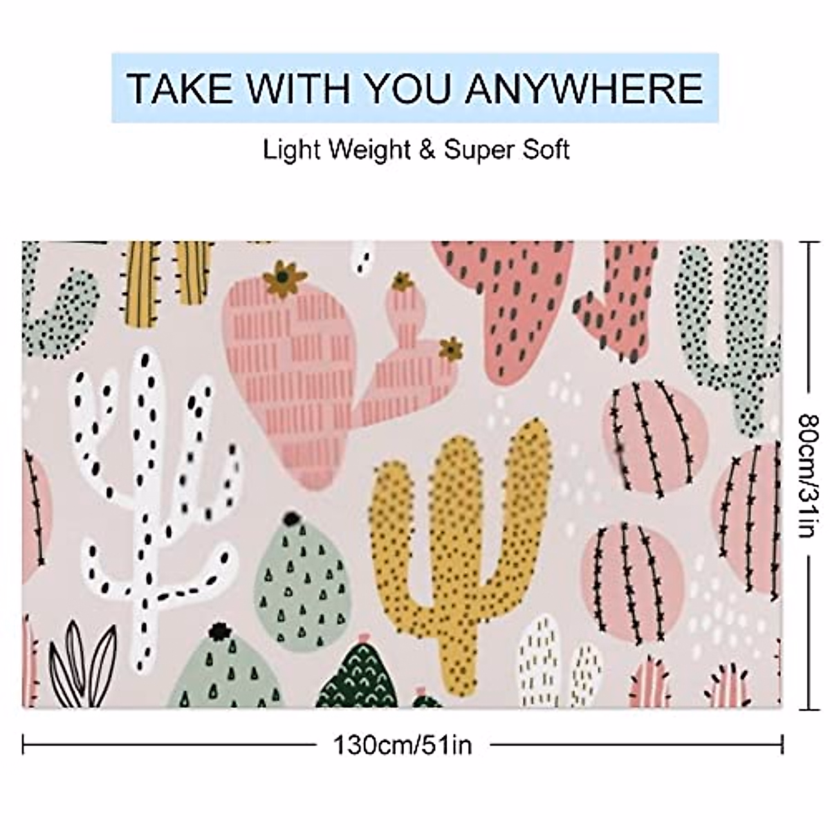 My Little Nest Bath Towels Soft Absorbent Bathroom Towel Colorful Cactuses Hand Drawn Quick Dry Bath Towel Large Shower Towels Lightweight Hand Towels 31" x 51"