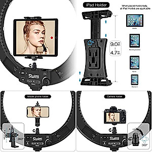 Ring Light, 18inch Ring Light with Stand and Phone Holder, Makeup LED Ring Lights 60W Bi-Color, Adjustable Color Temperature 3000K-5800K Selfie Ring Light for YouTube, Facebook Live, Vlog, Makeup