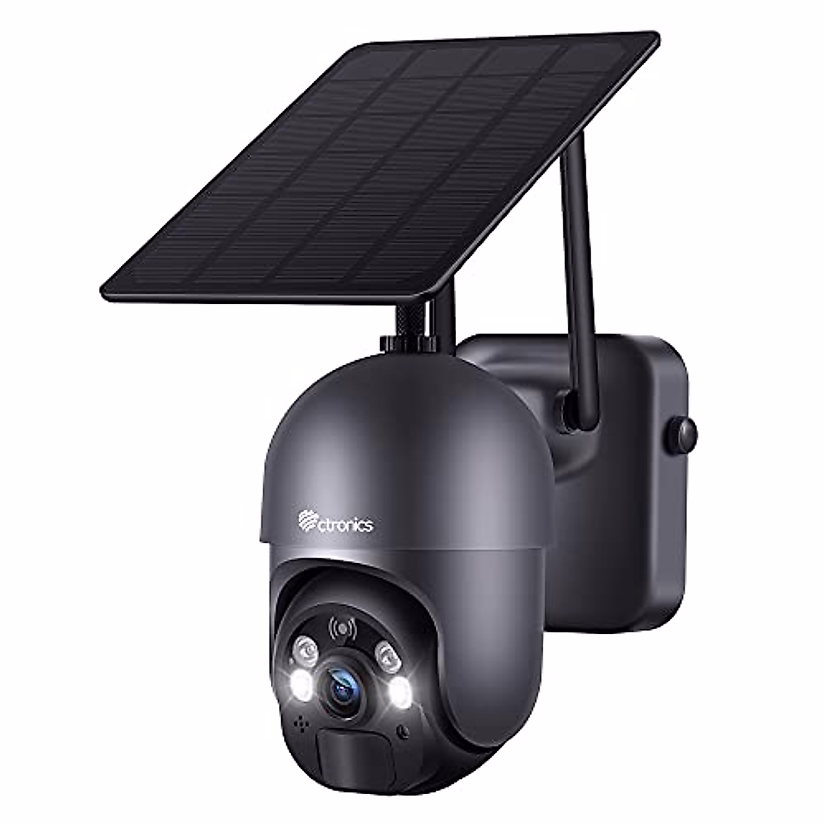 Ctronics 3MP Solar Security Camera Wireless Outdoor WiFi, PTZ Surveillacne Camera Battery-Powered for Home Security, 360° View, Spotlight Color Night Vision, PIR Human Detection, 2-Way Audio (Grey)