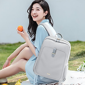 GOLF SUPAGS Laptop Backpack Purse for Women Fits 14 Inch Notebook Casual Daypack Work Travel College Bookbag Fashion Computer Bag (Pale Grey, 14 Inch)