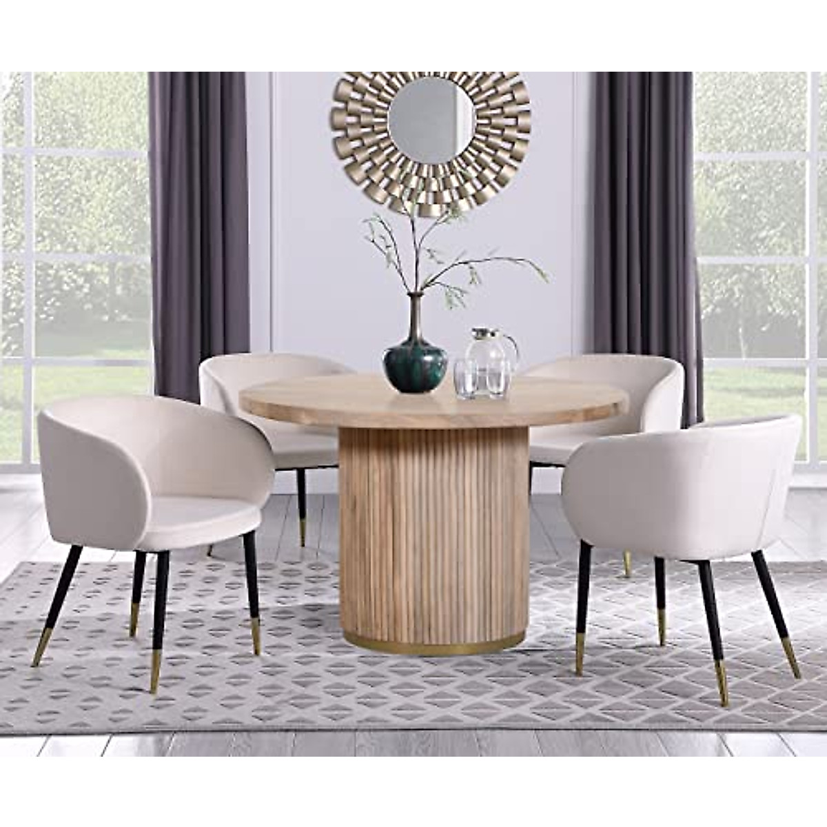 Meridian Furniture Oakhill Collection Modern | Contemporary White Oak Finish Dining Table, 48" W x 48" D x 30" H, Natural
