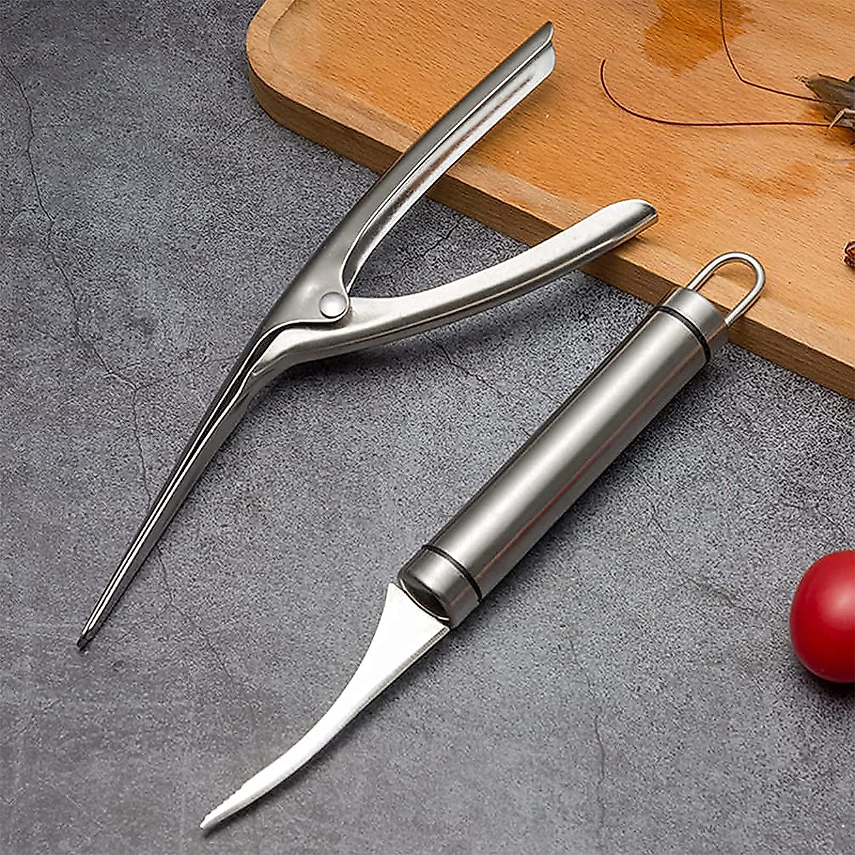 4 PCS Shrimp Deveiner Tool and Peeler, Stainless Steel Shrimp Peeler and Shrimp Cleaner Knife, Easy to Use Shrimp Deveiner, Kitchen Tools