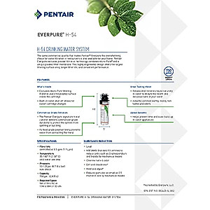 Pentair Everpure H-54 Quick-Change Filter Cartridge, EV925268, For Use in Everpure H-54 Drinking Water System, 750 Gallon Capacity, 0.5 Micron