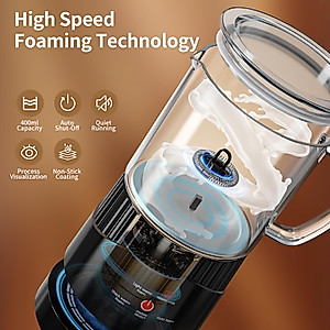 Chefavor Milk Frother Electric,4 in 1 Milk Frother and Steamer,14OZ Warm and Cold Foam Maker,Milk Warmer for Coffee,Cappuccinos,Macchiato