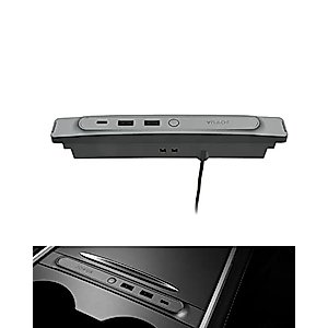 JOWUA Mini LED Hub Bar Compatible for 2021-2023 Tesla Model Y & Model 3 USB-C, USB-A,