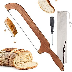 QikFas Sourdough Bread Knife, Bread Bow Knife, Bread Knife for Homemade Bread with Reliable Sourdough Crafting, Ergonomic Handler, Premium Sharpness Blade