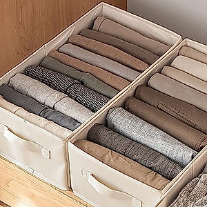 Temiminime Wardrobe Drawer Organizer for Clothes, 10 Grids 2Pack, Closet Organizers and Storage Bins for Legging Yoga Pants Shirt, with Handle & Removable Bottom Cardboard