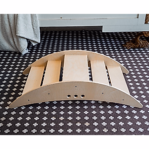 Avenlur Rocking Boat Stair Climber Montessori and Waldorf Style Balancing Step Ladder Rocker Activity Center for Toddlers, Kids, Homeschool, Daycare Seats up to 4 Children Ages 1-6yrs