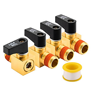 Foxmitool 2pcs Air Compressor Drain Valve, Brass Mini Drain Cock Ball Valve, 1/4'' NPT Male × NPT Female for Air Compressor