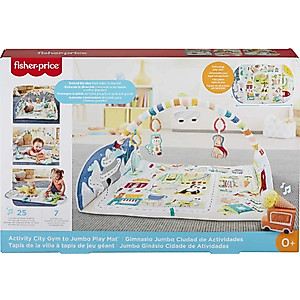 Fisher-Price Baby Playmat Activity City Gym to Jumbo Toddler Vehicle Mat with Music & Lights for Developmental Play Newborns Ages 0+ Months
