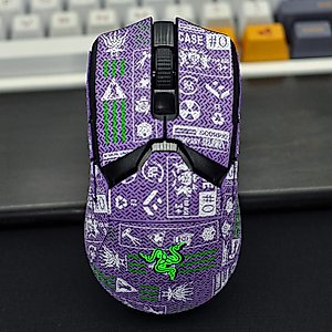 SIKAI CASE Grip Sticker for Razer Viper V2 Pro, Sweatproof, Anti-Slip, Purple, USB, Gaming, Ergonomic Design, 6 Buttons, Windows
