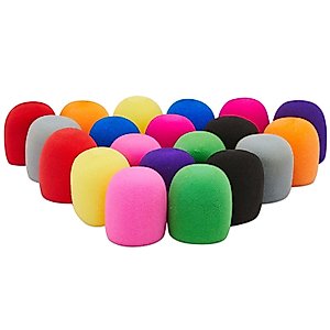 Stockroom Plus Handheld Microphone Windscreen, Reusable Foam Covers in 10 Colors (2.25 x 3 in, 20 Pack)