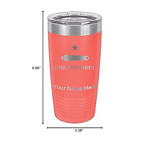 LaserGram 20oz Vacuum Insulated Tumbler Mug, Texas Come and Take It Flag, Personalized Engraving Included (Coral)