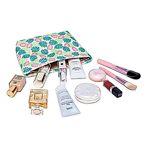 BTOOP 2 Pcs Makeup Bag Large Travel Cosmetic Tote Bags Cute Makeup Pouch Toiletry Handle Purse Organizer Set for Women (Turtle back-Pink green)