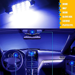 zvsay 24 PCS Interior Car Lights Bulbs, T10 31MM 42MM Festoon Bulbs, Dome Light LED Car Bulb Kit Set, LED Replacement Bulbs for Car Dome Map Door Courtesy License Plate Lights (Blue)