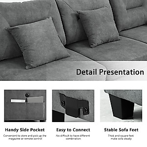 DIFYHOMEY U Shaped Modular Sectional Couches with USB Ports, Oversized 125” Velvet Anti-Scratches Fabric Sectional Sofa Set with Ottoman, Lumbar Pillows for Living Room, Office