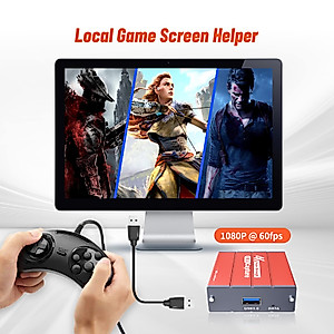 Mirabox USB3.0 4K HDMI Video Capture Card, 1080P 60FPS HD Game Capture Device Cam Link with HDMI Passthrough Work with Xbox PS5 PS4 Switch DSLR for OBS Twitch Live Streaming and Recording (Orange)