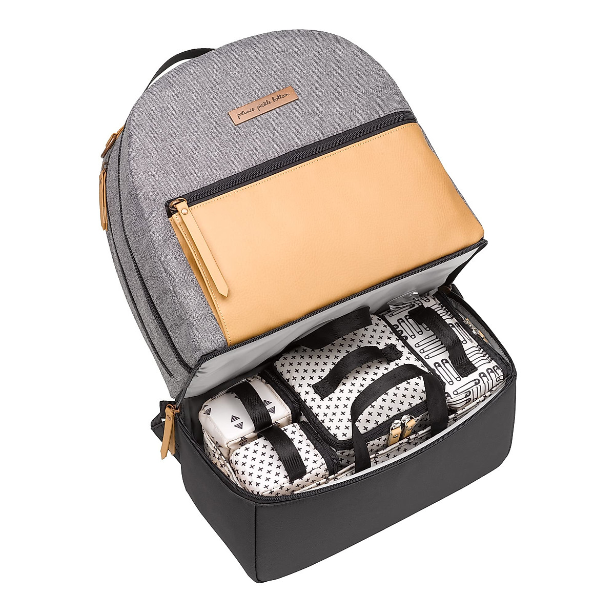 Petunia Pickle Bottom Axis Backpack | Baby Bag | Diaper Bag Backpack | Baby Bottle Bag for Parents | Stylish Baby Bag Organizer| Sophisticated and Spacious Backpack for On The Go Moms | Camel/Graphite