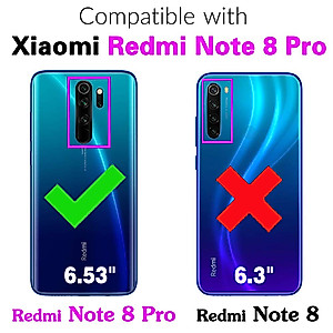 Asuwish Compatible with Xiaomi Redmi Note 8 Pro Wallet Case and Tempered Glass Screen Protector Flip Credit Card Holder Stand Lanyard Cell Accessories Phone Cover for Redme Note8 8pro Women Men Black