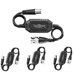 AOLANS Video Ground Loop Isolator Balun 4PCS CCTV BNC Male to Female Coaxial for Camera 4 Black