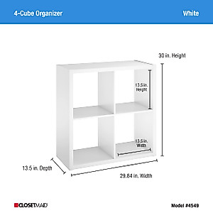 ClosetMaid 4549 Decorative Open Back 4-Cube Storage Organizer, White
