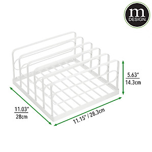 mDesign Metal Divided Stackable Purse Organizer for Closets, Bedrooms, Dressers, Shelves - Closet Shelf Storage Solution for Purses, Clutches, Wallets, Accessories - 5 Sections, 2 Pack - Matte White