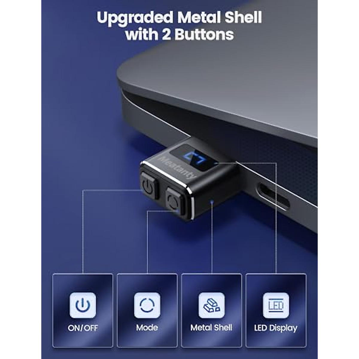 Meatanty Metal Tiny Mouse Jiggler, USB Mouse Mover Undetectable, Automatic Shaker with Separate Mode and ON/Off Buttons, Mouse Moving Device LED Screen, Wiggler Giggler Keep Computer/PC/Laptop Awake