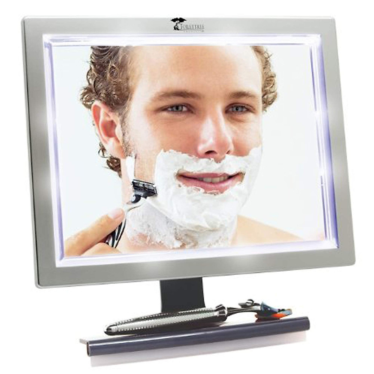 ToiletTree Products Deluxe LED Fogless Shower Mirror and Stainless Steel Nose Hair Trimmer Bundle
