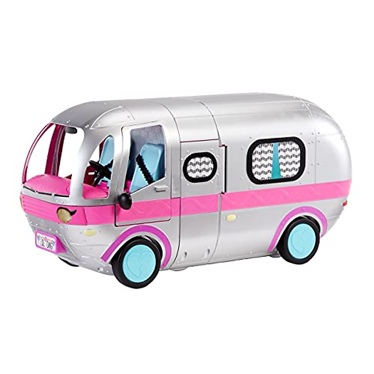 LOL Surprise OMG Glamper Fashion Camper Doll Playset with 55+ Surprises, Fully-Furnished with Light Up Pool, Water Slide, Bunk Beds, Cafe, BBQ Grill, DJ Booth - Gift Toy for Girls Ages 4 5 6 7+ Years