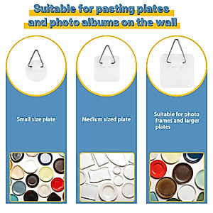 40 Pieces Invisible Adhesive Plate Hanger Round Vertical Plate Holder Self-Adhesive Wall Plate Hanger Self-Adhesive Wall Dishes Hook Rubber Plate Wall Hanger for Bathroom Kitchen Department Office