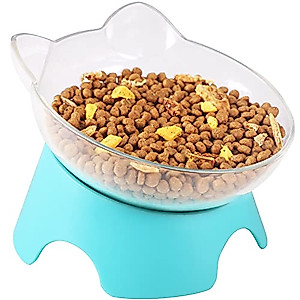 MILIFUN Raised Cat Food Bowls with Stand, Cat Dishes for Food or Water, Cat Tilted Bowl, Pet Dish with Stand (Arcuation-Bule)