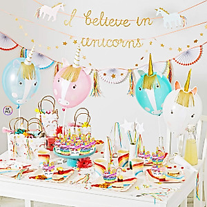 64pcs Unicorn Cupcake Toppers and Wrappers Double Sided for Kids Birthday Baby Shower Theme Party Decorations Supplies Set of 32