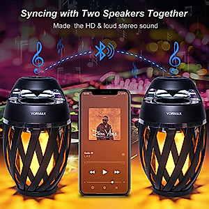 Outdoor Bluetooth Speaker, Yormax Flame Lantern Speakers TWS Allow to Sync Two, Gifts for Men Women, Stereo Speakers for Camping/Garden/Patio Decor, Gadgets for Him Her Dads Mom Wife Husband 1 Pack