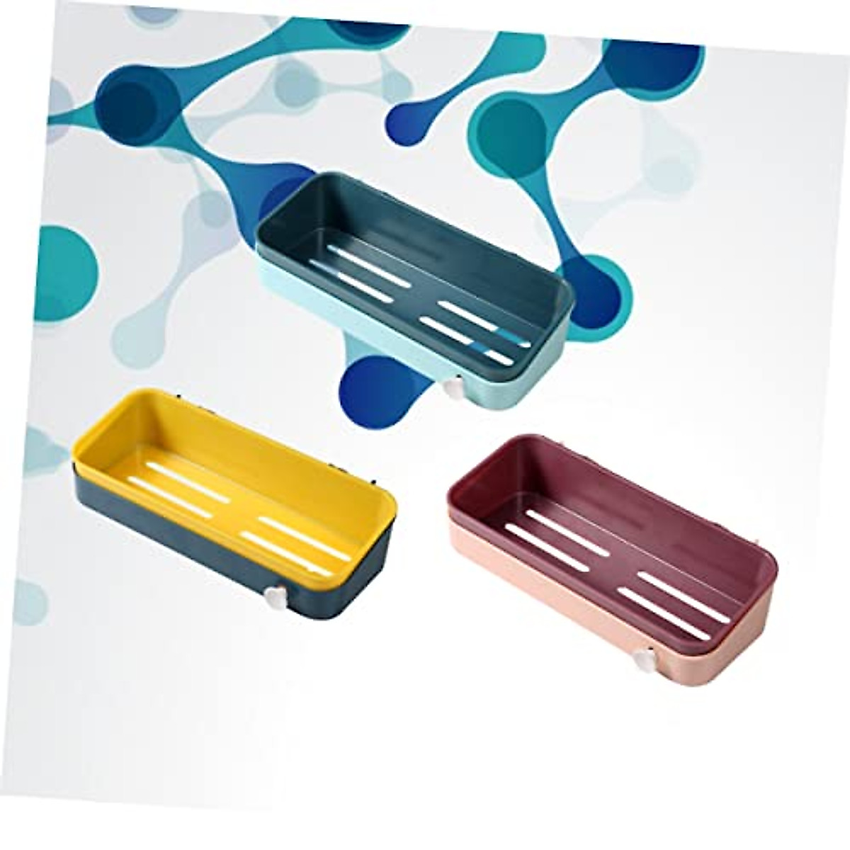 Healeved 3pcs Shampoo Holder Organizer Wall Shower Shelf Rack Kitchen Wall Punch Free Supportor Practical Rack Commodity Shelf Storage Rack Toothpaste Holder Soap Holder Suction Wall