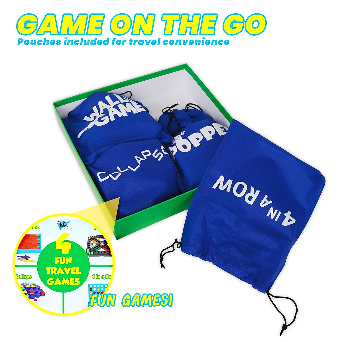 Travel Games 4-in-1 Airplane Travel Essentials, Road Trip Essentials Kids Fun Games, Easy Storage & Travel Friendly, Critical Thinking and Brain Development Skills